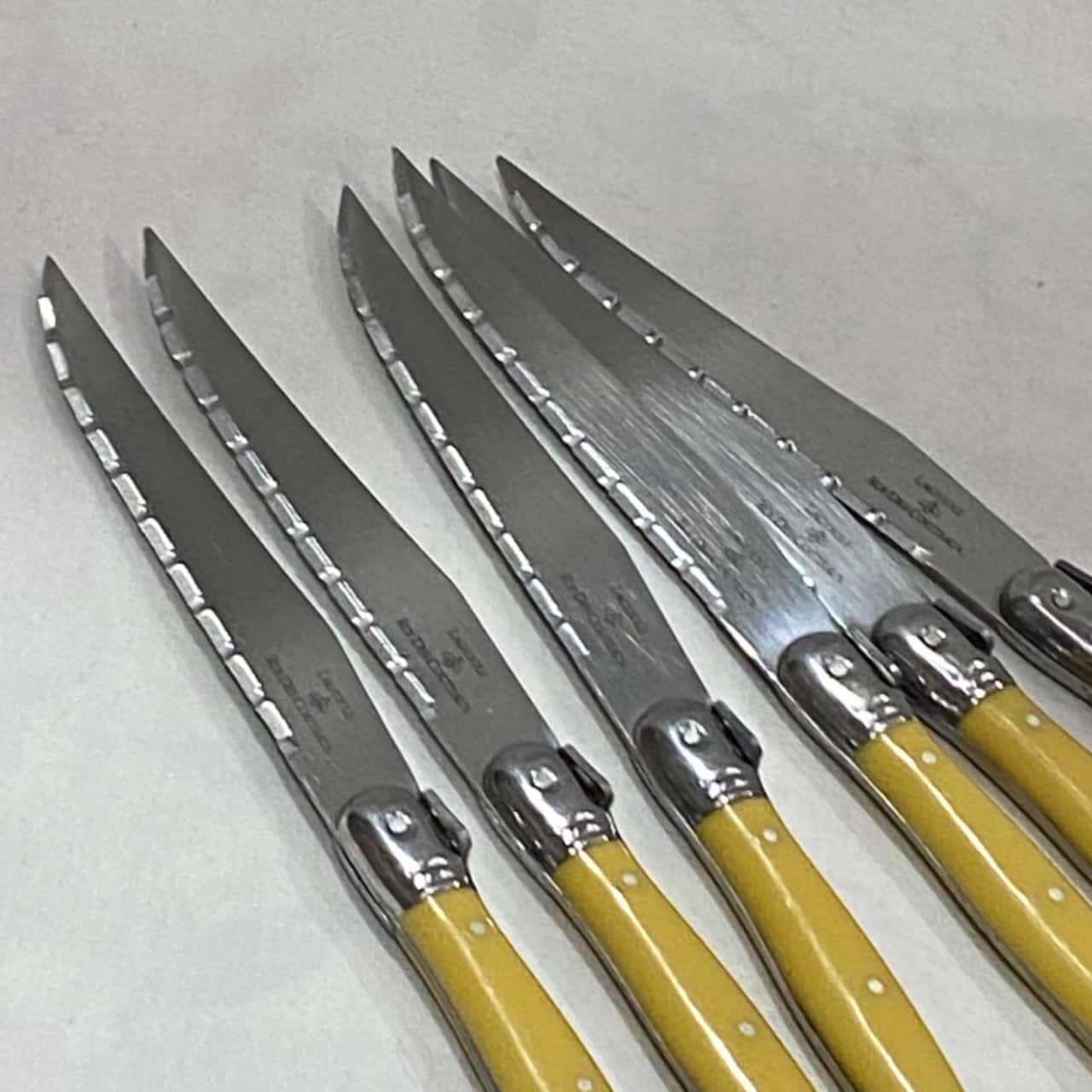 Set of 6 Yellow Handled Stainless Steel Steak Knives French LAGUIOLE ...