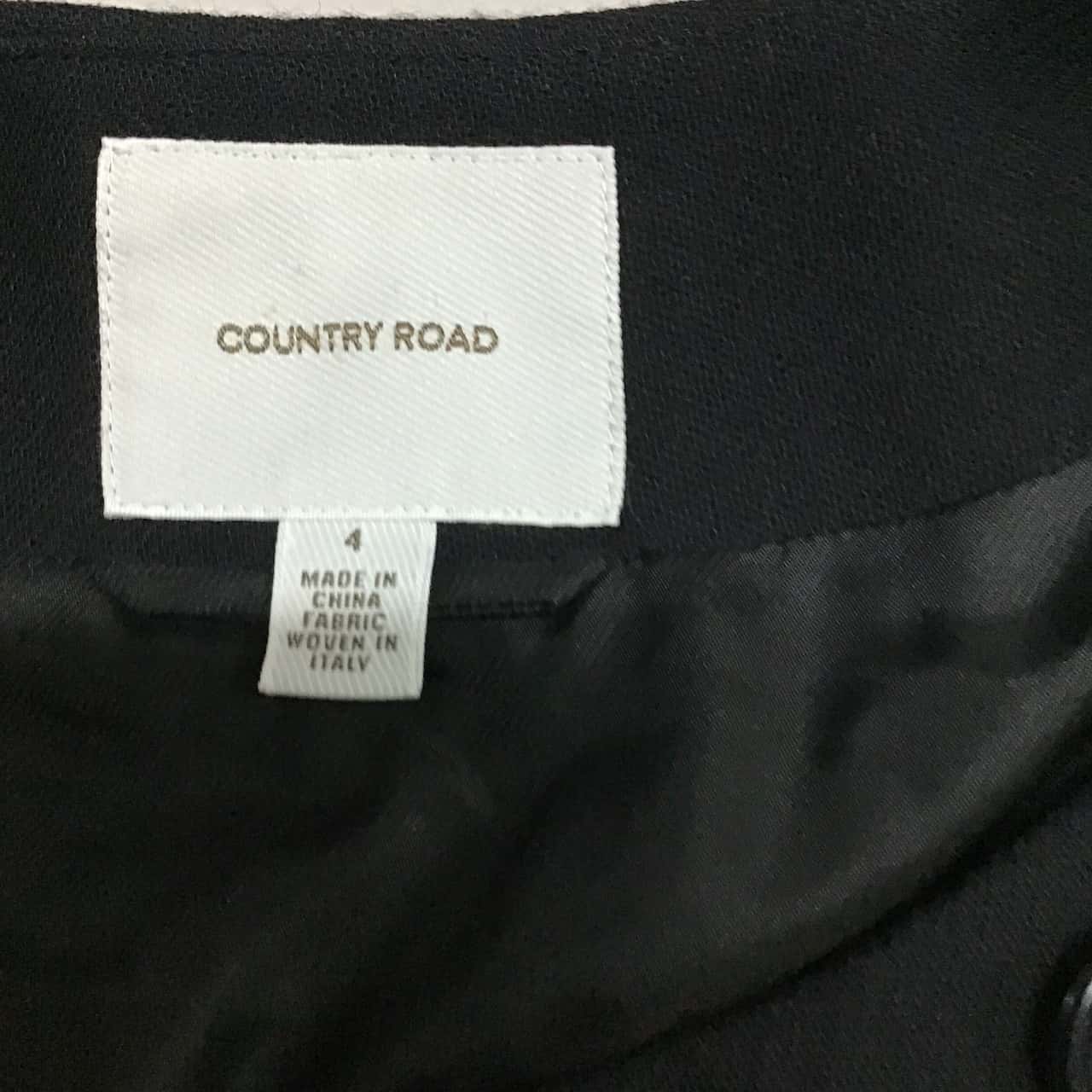 Country Road Womens Size 4 Cropped Black Winter Jacket (s)