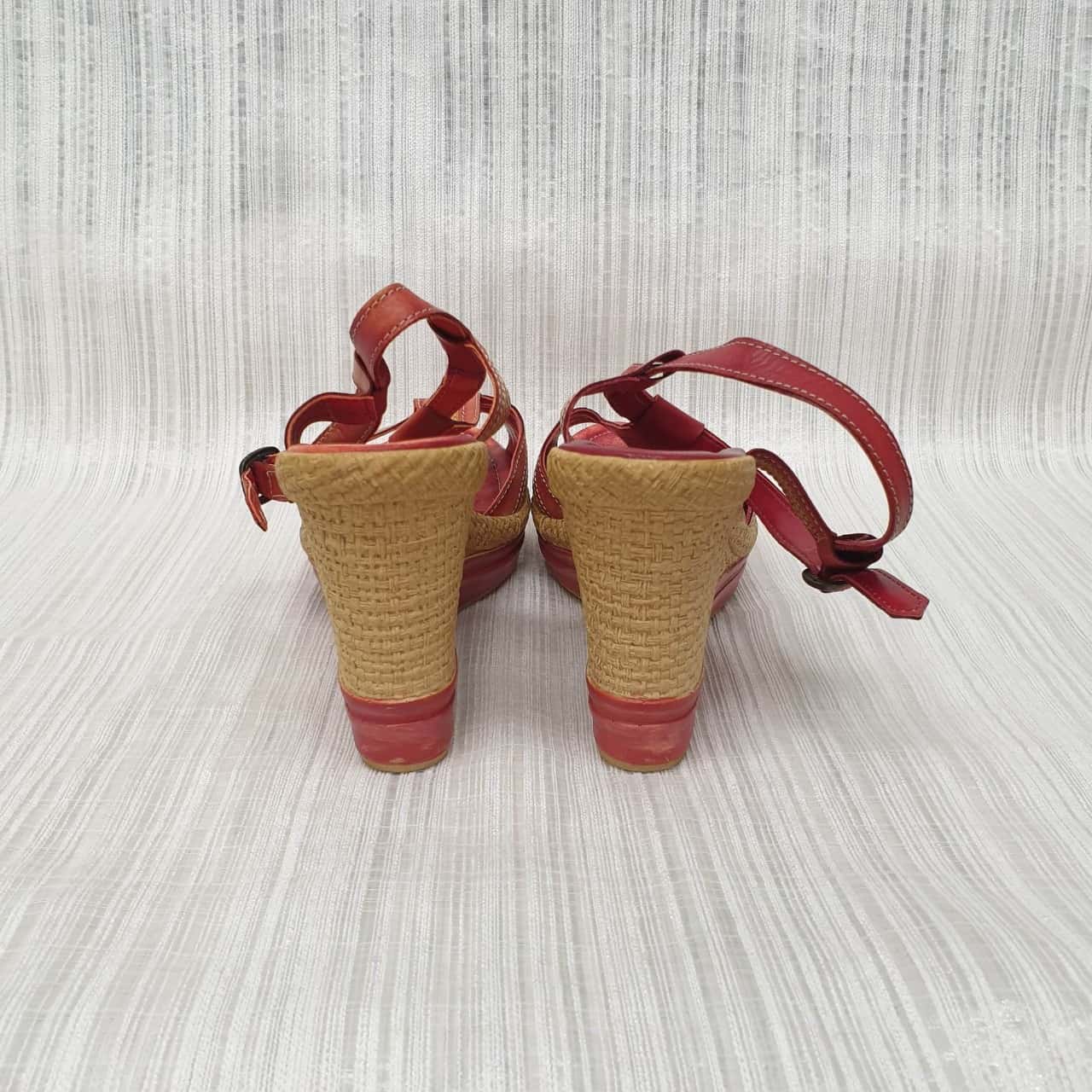 Toscana Vera Pelle Made In Italy Stunning Red & Orange Leather Wedge ...