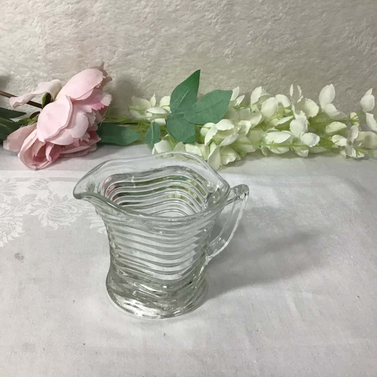 Vintage Small Wave Pattern Glass Jug
