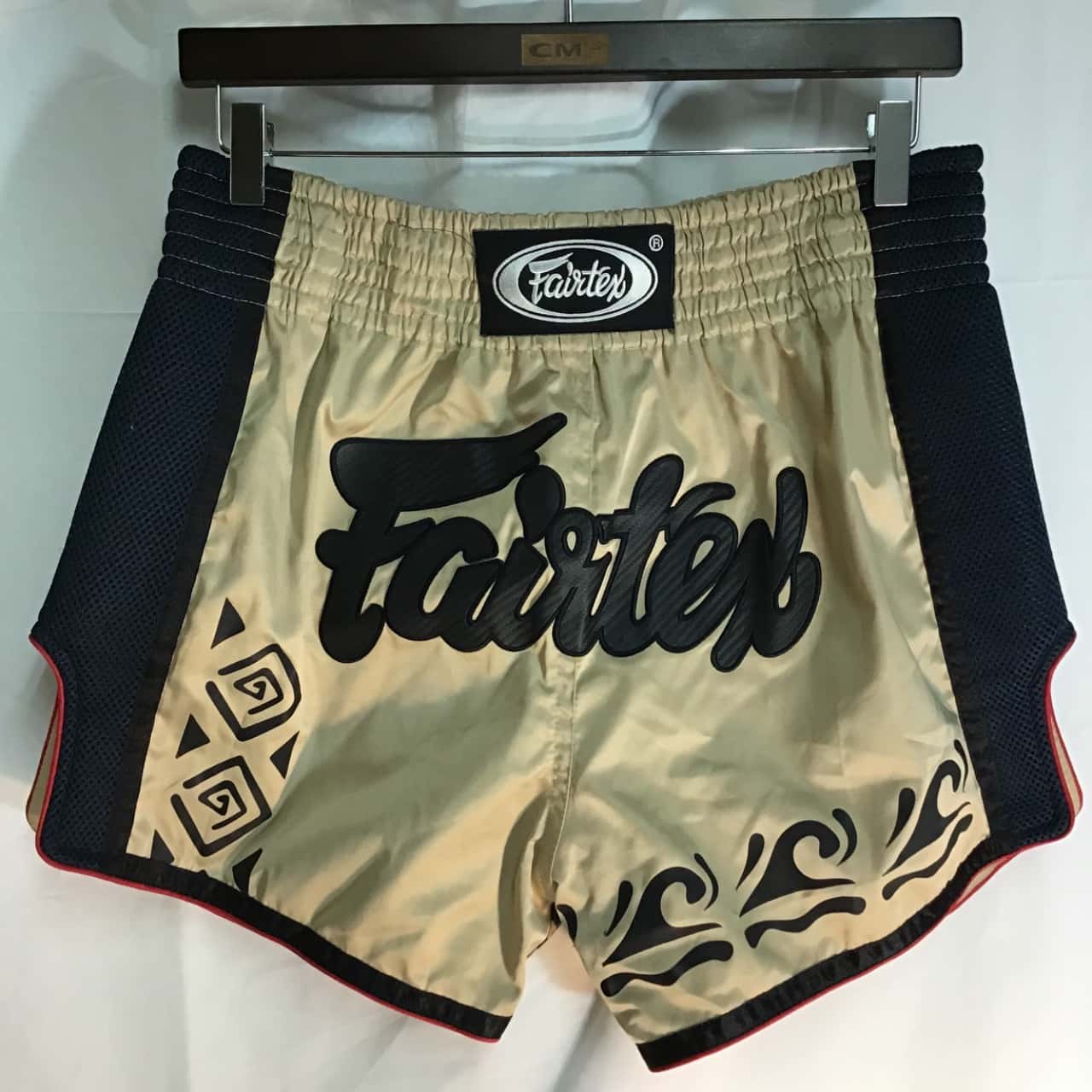 Mens Size XL Beige / Black Satin Boxing Shorts