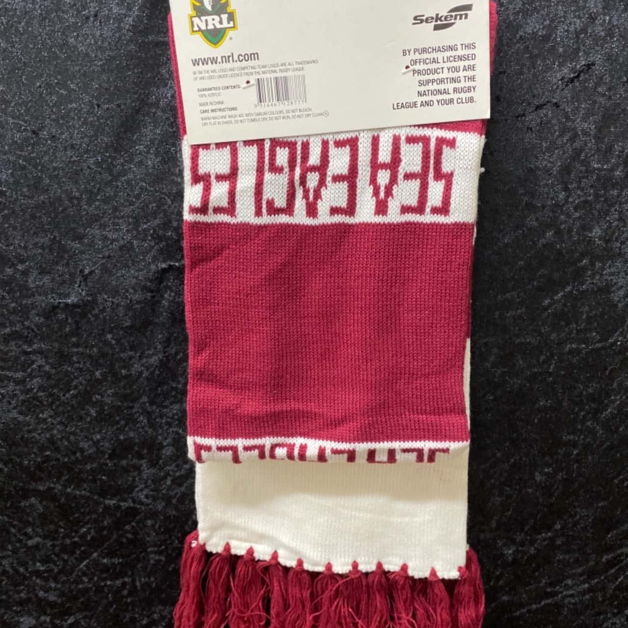 NRL Unisex Manly supporter scarf Maroon / White (s)