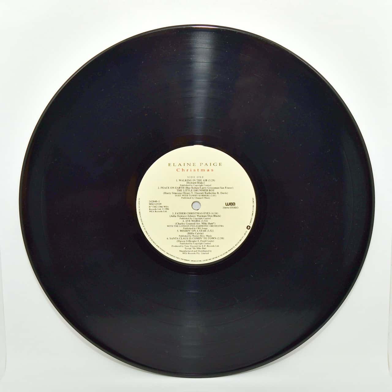 12" Vinyl Record -Elaine Page - Christmas - Released 1986(s)