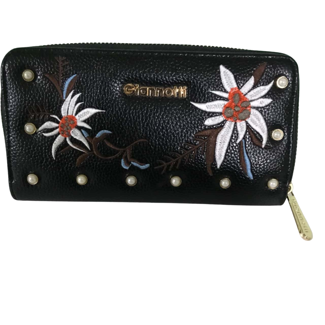 NWOT Womens Purse Black Embroidered Floral 20cm x 10 cm(s)