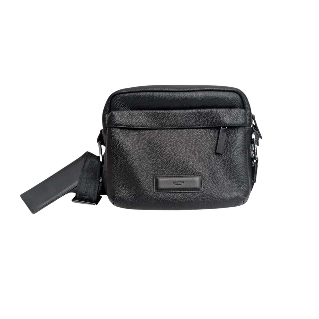 Oroton Mens Black Leather Cross Body Bag