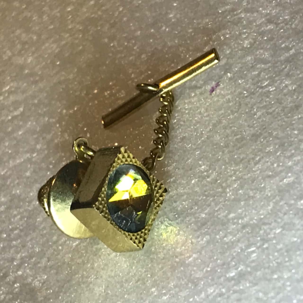 Vintage Mens Cufflinks / Tie Pin Gold Colourful Light Catching Jewels ...