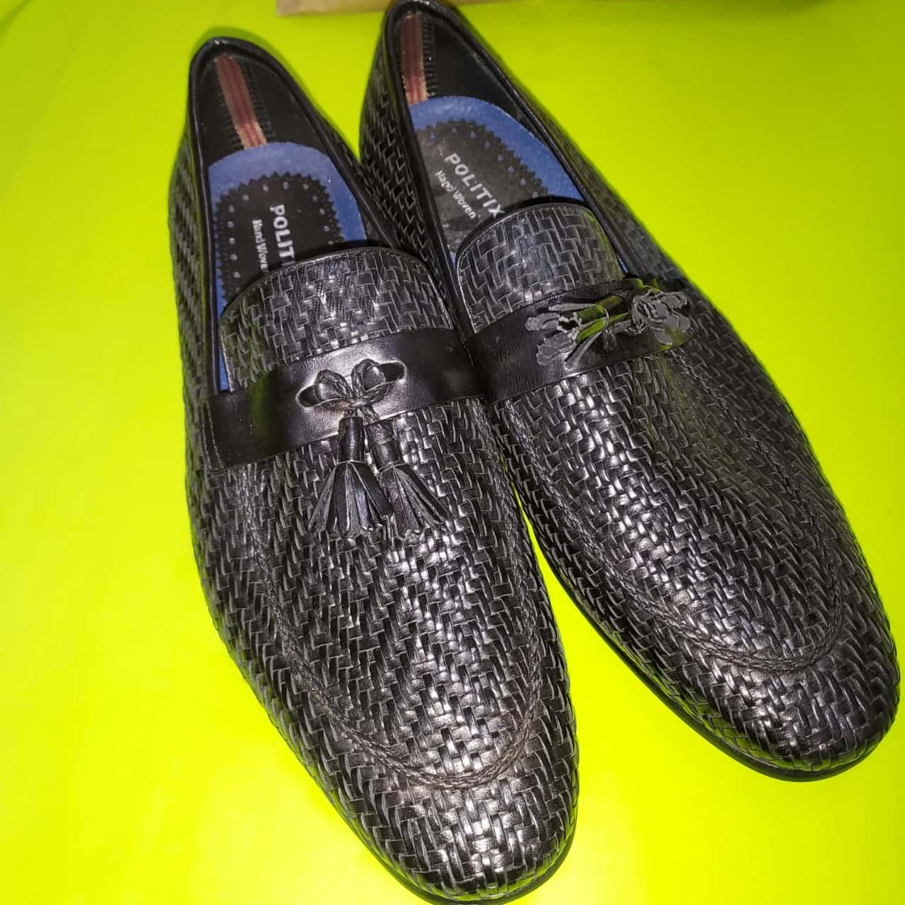 Politix Hand Woven size 42 Black Genuine Leather Very Good Condition ...
