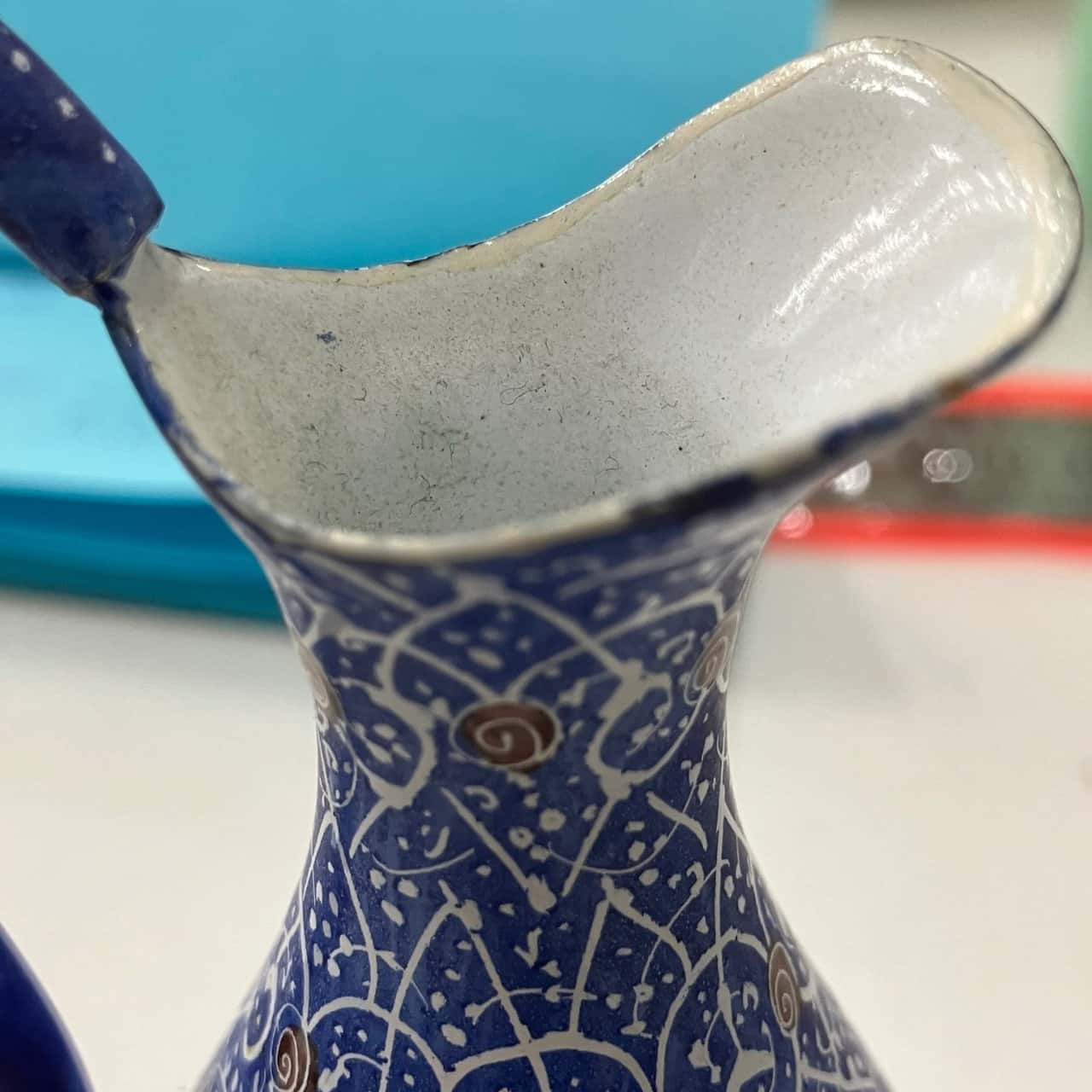 Metal with enamel Persian Jug