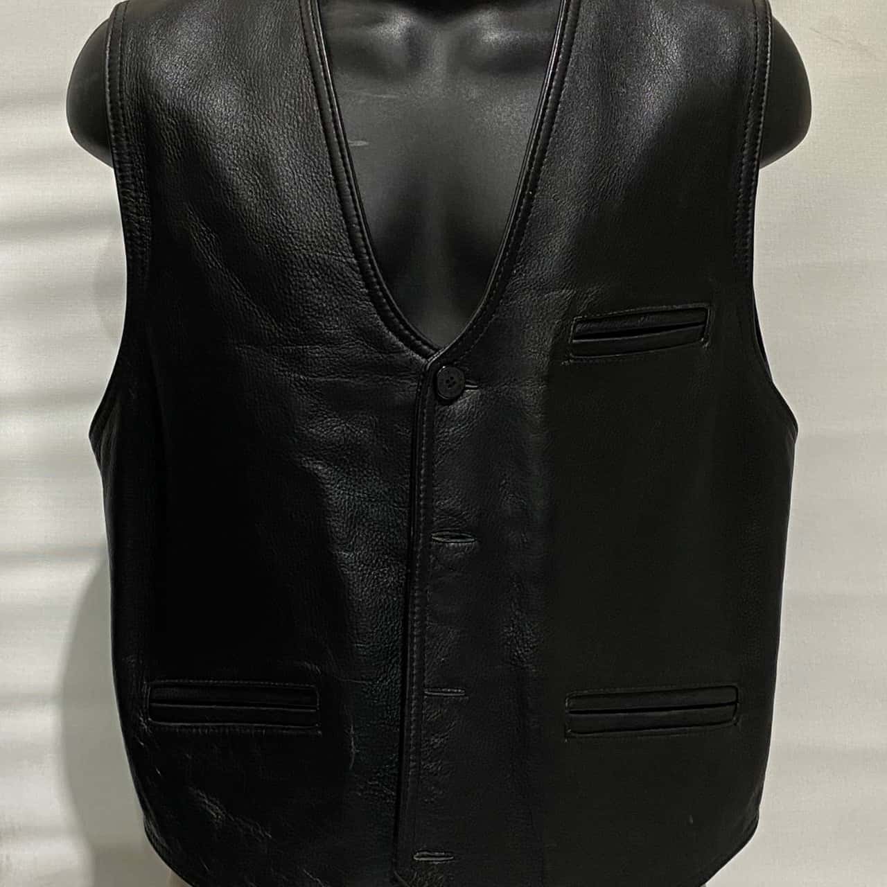 ANTEX BLACK ITALIAN LEATHER VEST Size XL