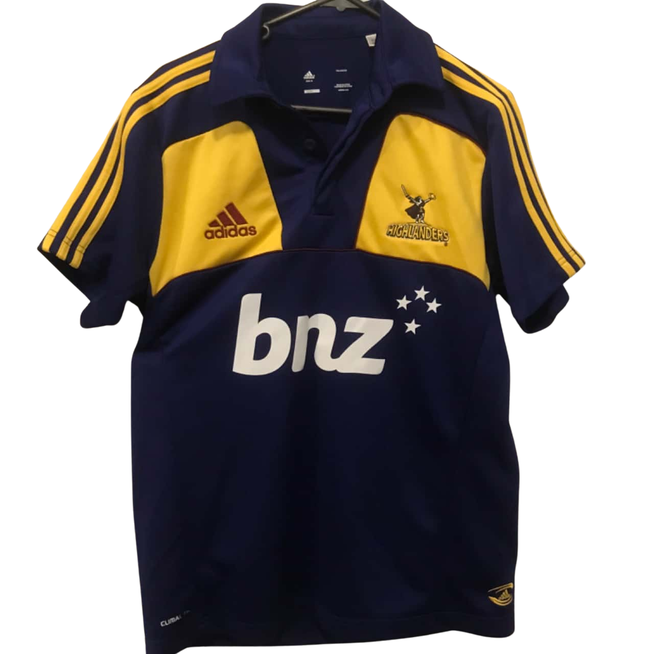 Adidas Mens BNZ Highlanders Polo Blue / Yellow (s)