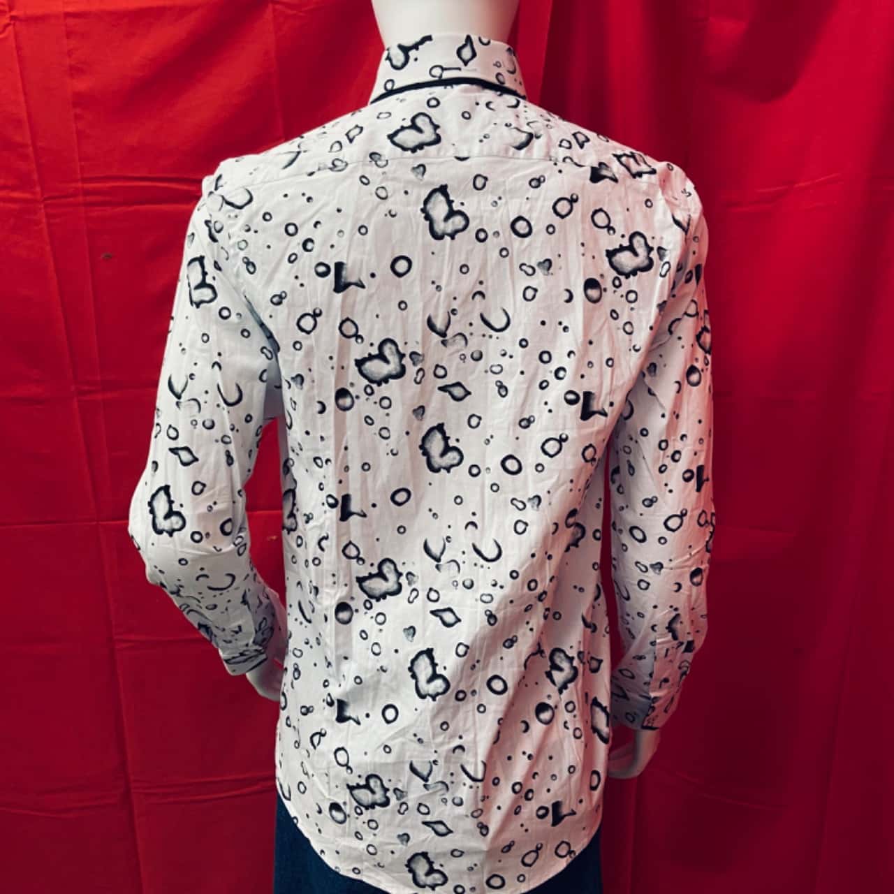 Guide London Mens Long Sleeve / Printed Shirt Black / Pattern / White (s)