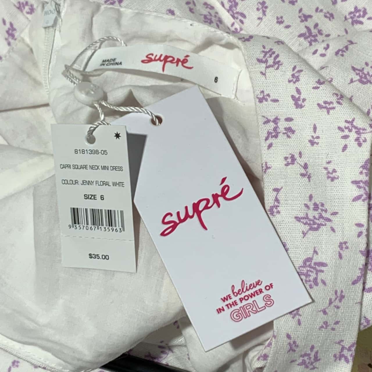 BNWT Supré Womens Size 6. Mini Sleeveless Dress. Square neck, White ...