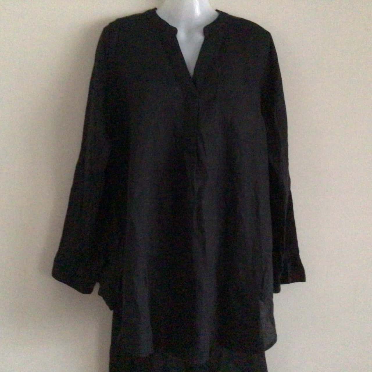 BNWT Womens TARGET LINEN LONG SLEEVE TOP Size 14 Black (s)