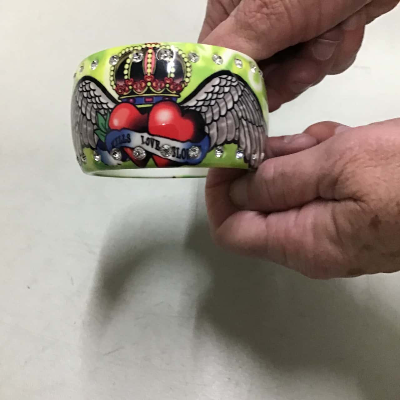 Ed Hardy Unisex Bangle with crown, wings and hearts pattern (s)