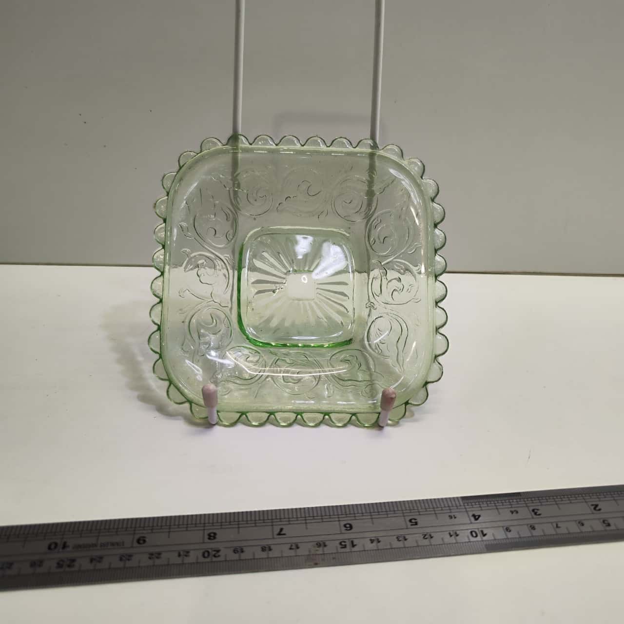 Green Square Glass Platter Dish