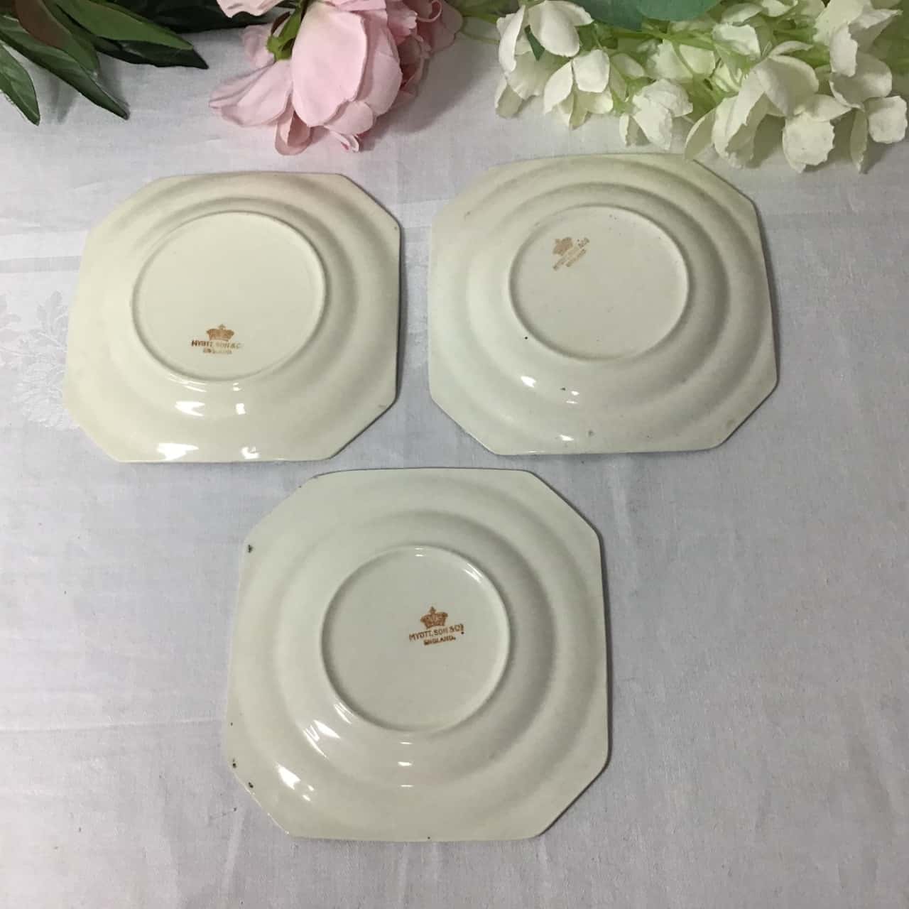 Vintage Myott Son & Co White / Blue / Flower Pattern Bone China Square ...