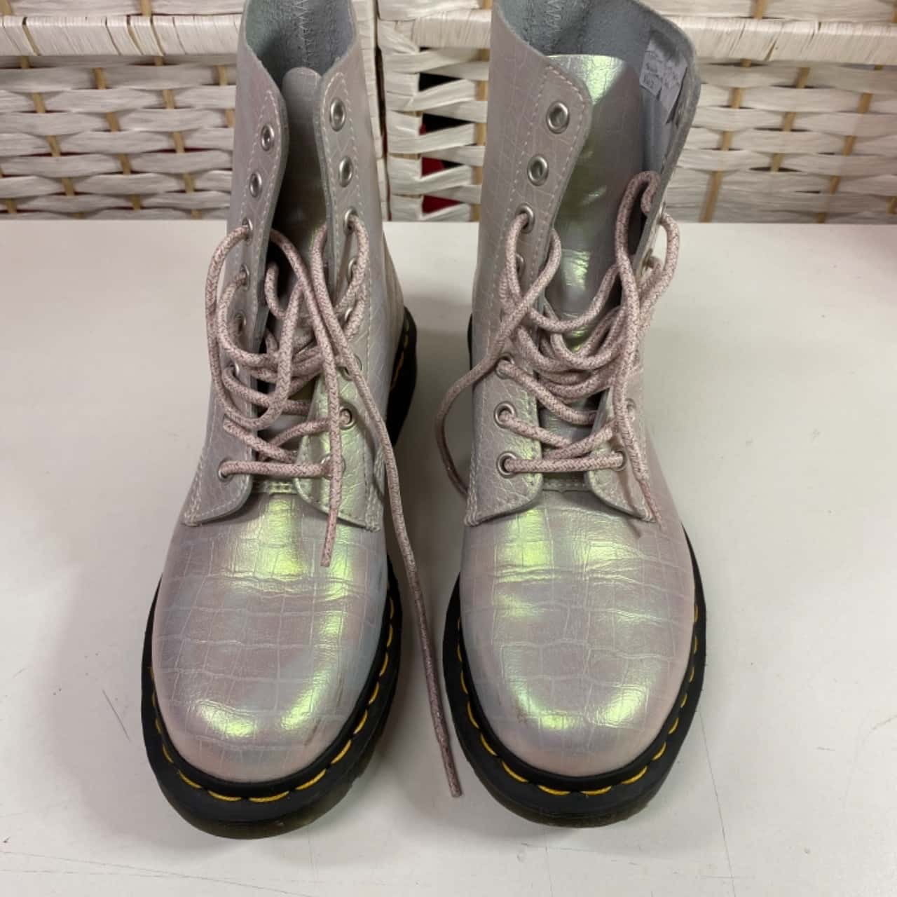 Dr Martens Doc 1460 PASCAL Combat Mother Pearl Boots Size US 7