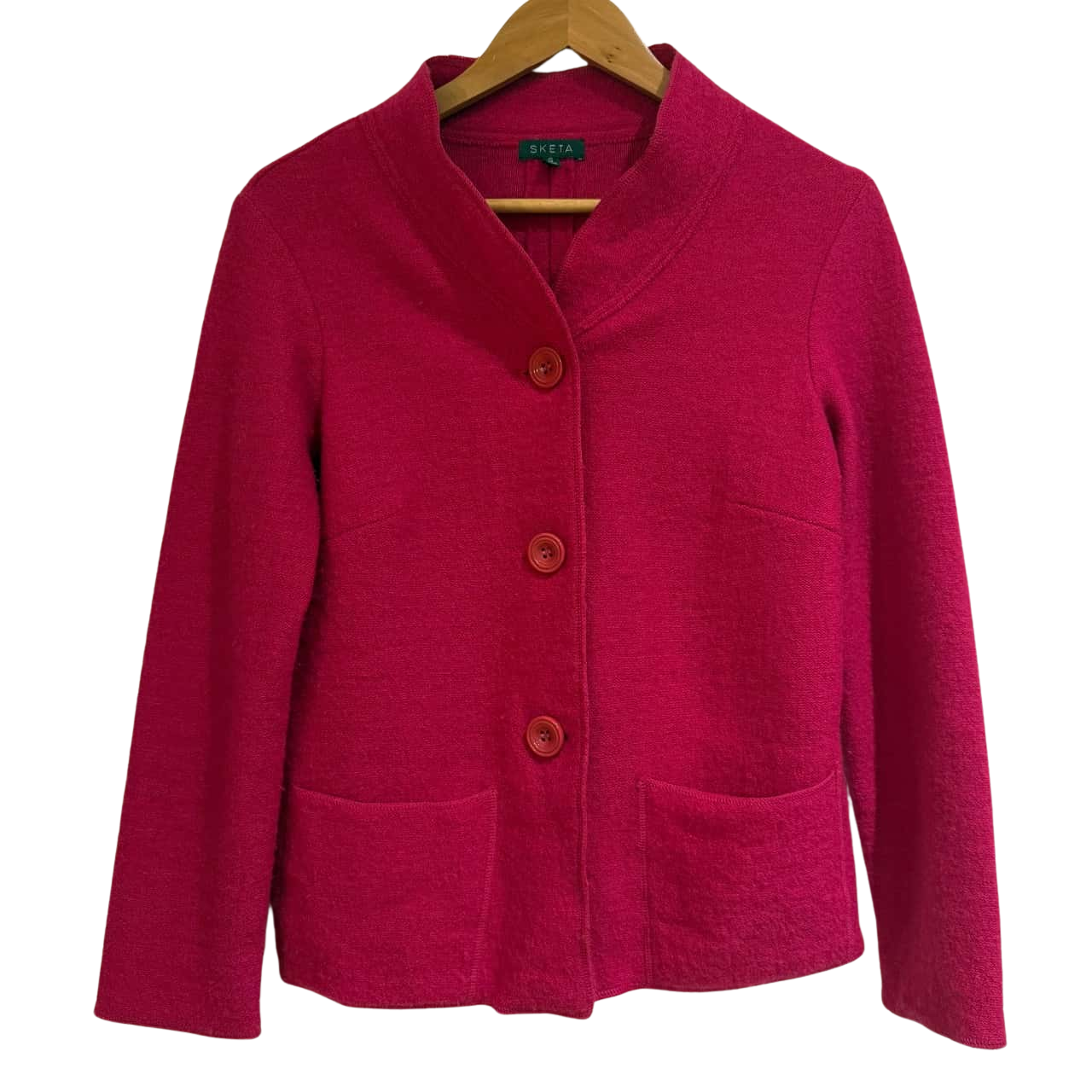 Sketa. Raspberry Pink Boiled Wool Jacket. Size S (s)