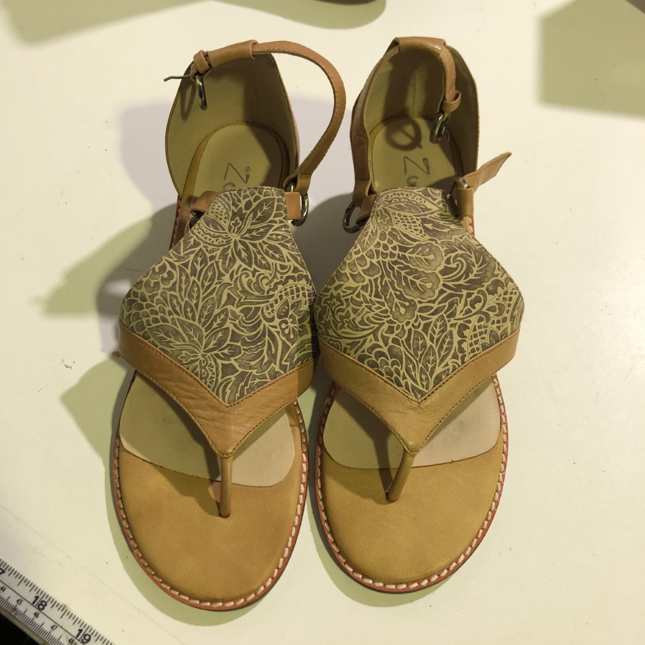 Zula Collection Caramel Patterned Small Heel Sandals. Size 39(s)