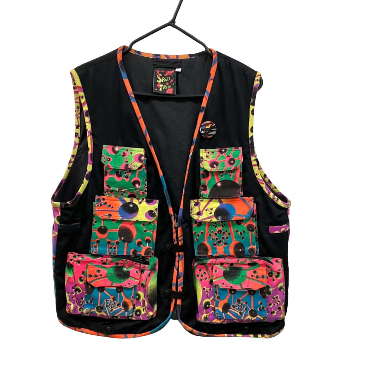 Space Tribe Vest Black and Multicoloured Size L(s)