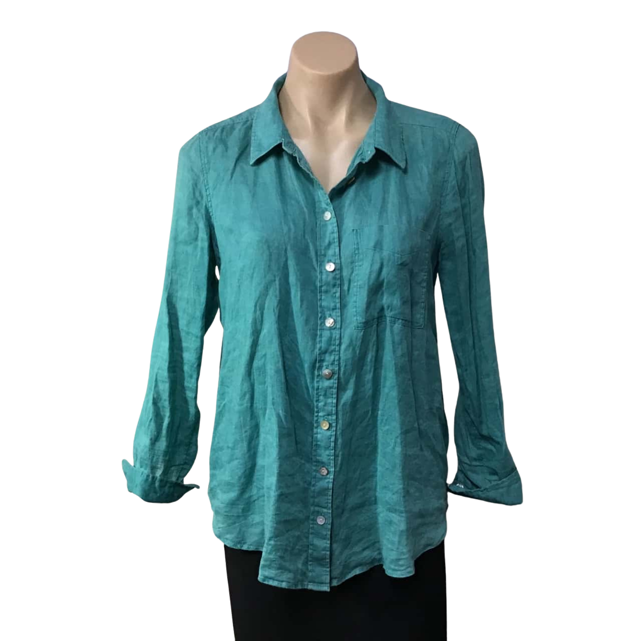Just Jeans Womens Size 8 Turquoise 100% Linen Long Sleeve Shirt(s)