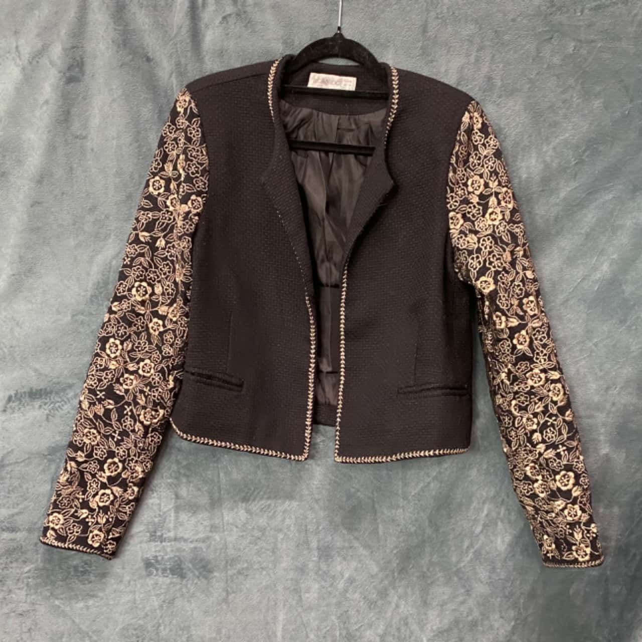 Bec & Bridge Womens Size 10 Open Jacket Black / Gold (s)