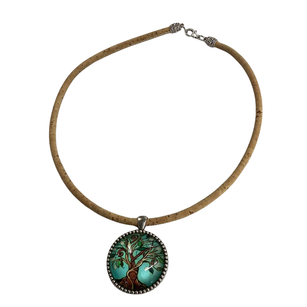 Beautiful Tree of Life Cork Cord Necklace