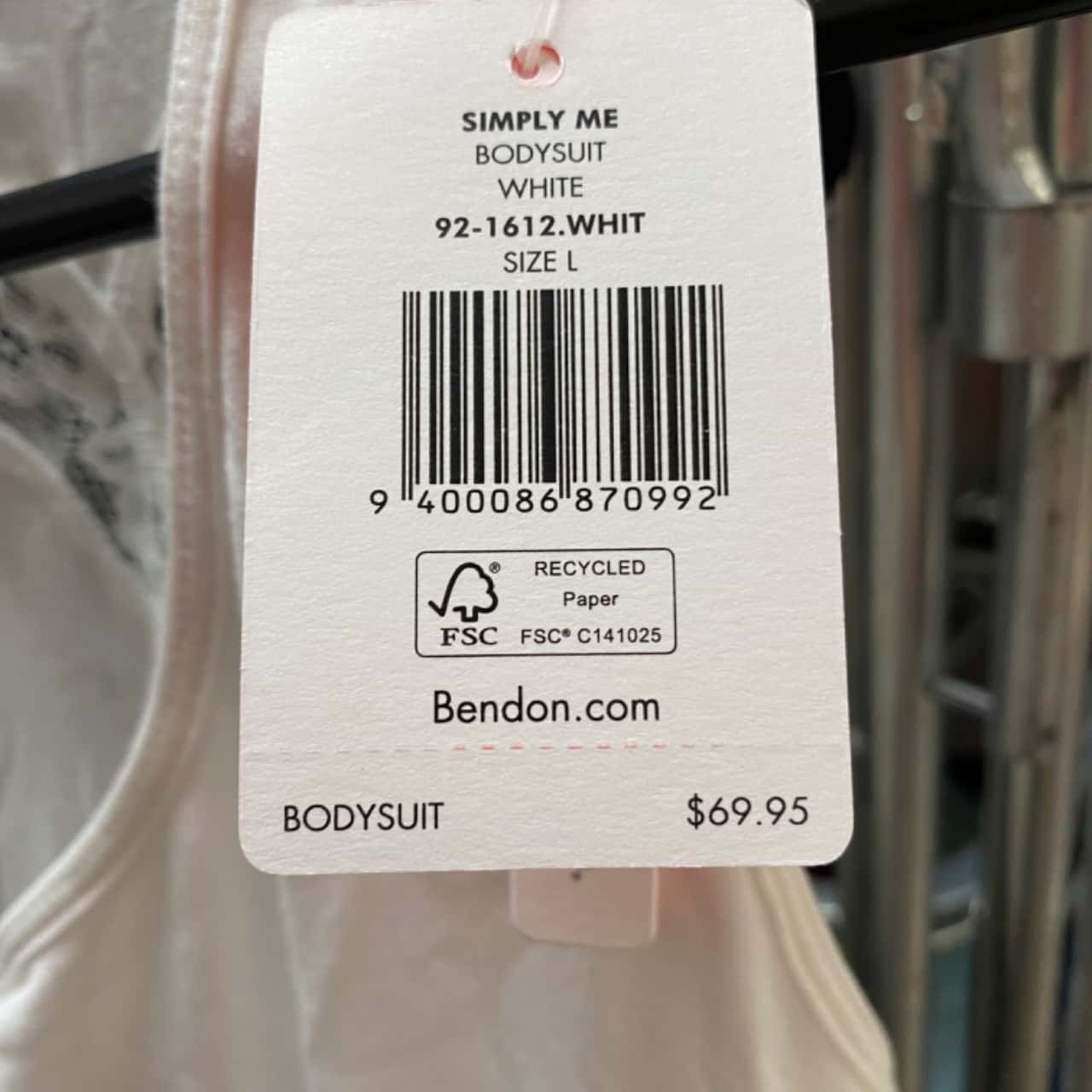 Womens Size L Bodysuit White me.Bendon RRP $69.95(s)