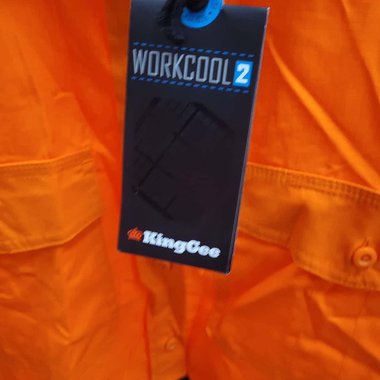 KingGee Mens Size L Navy Orange Work Shirt