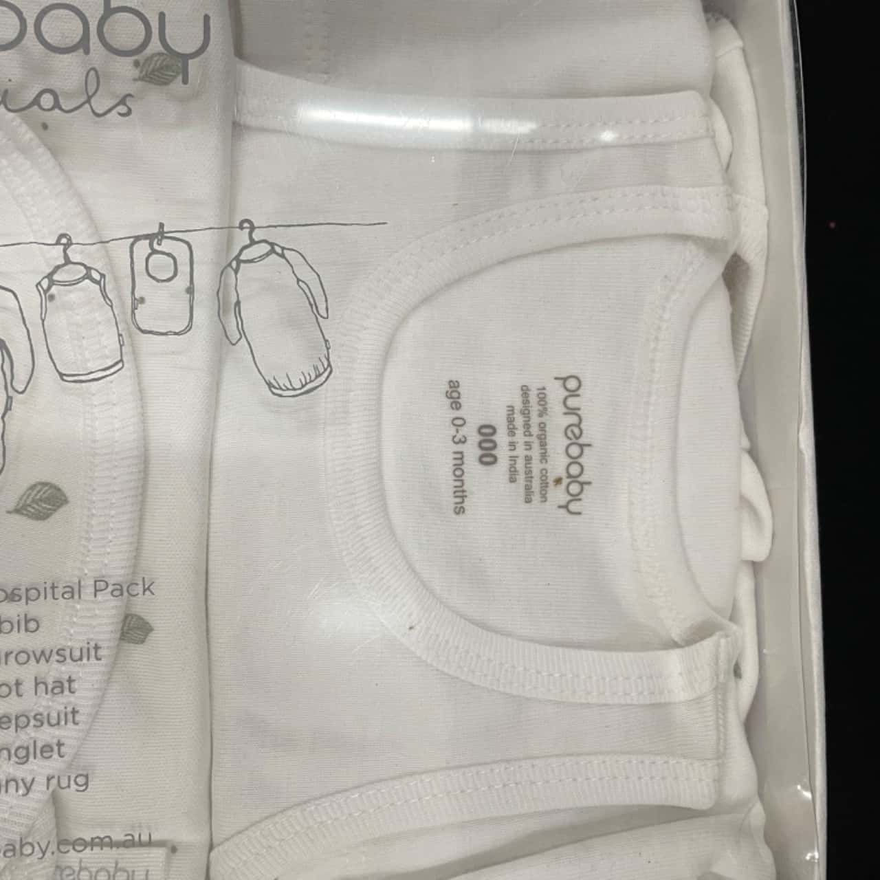 Purebaby Kids Size 000 Newborn Hospital Set.