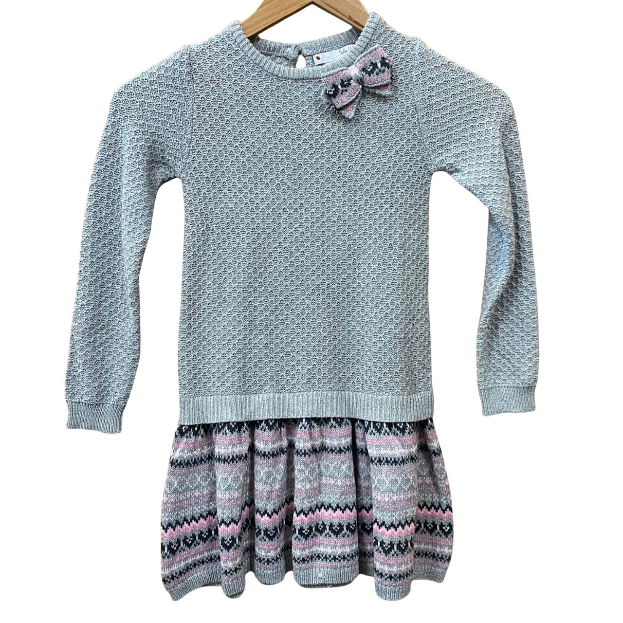 Nula Bug Kids Grey/Pink Knit Dress Size 5(s)