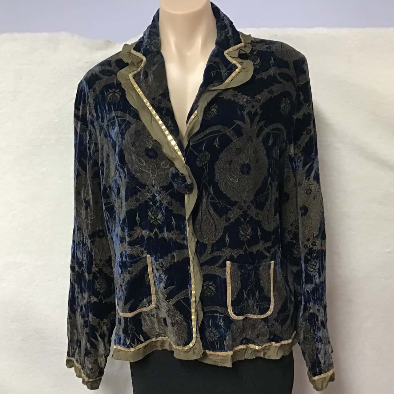 Verge Womens Size L Blue / Gold Velvet Jacket(s)