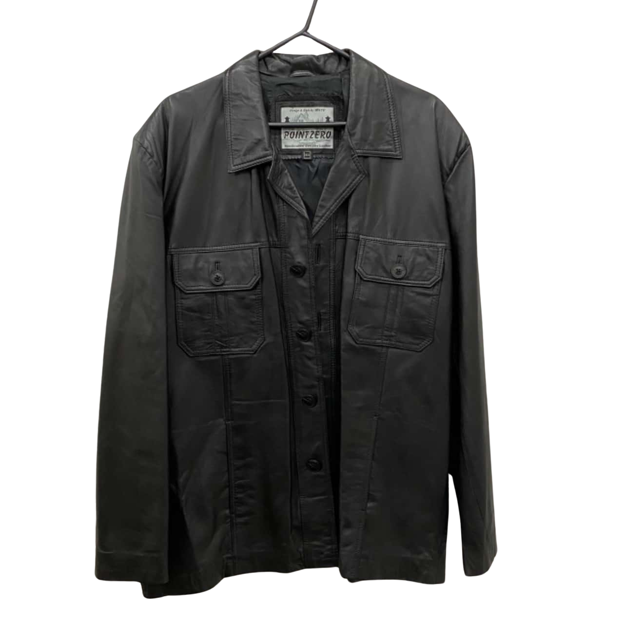 Point Zero Mens Size XXXL Leather Jacket Black (s)