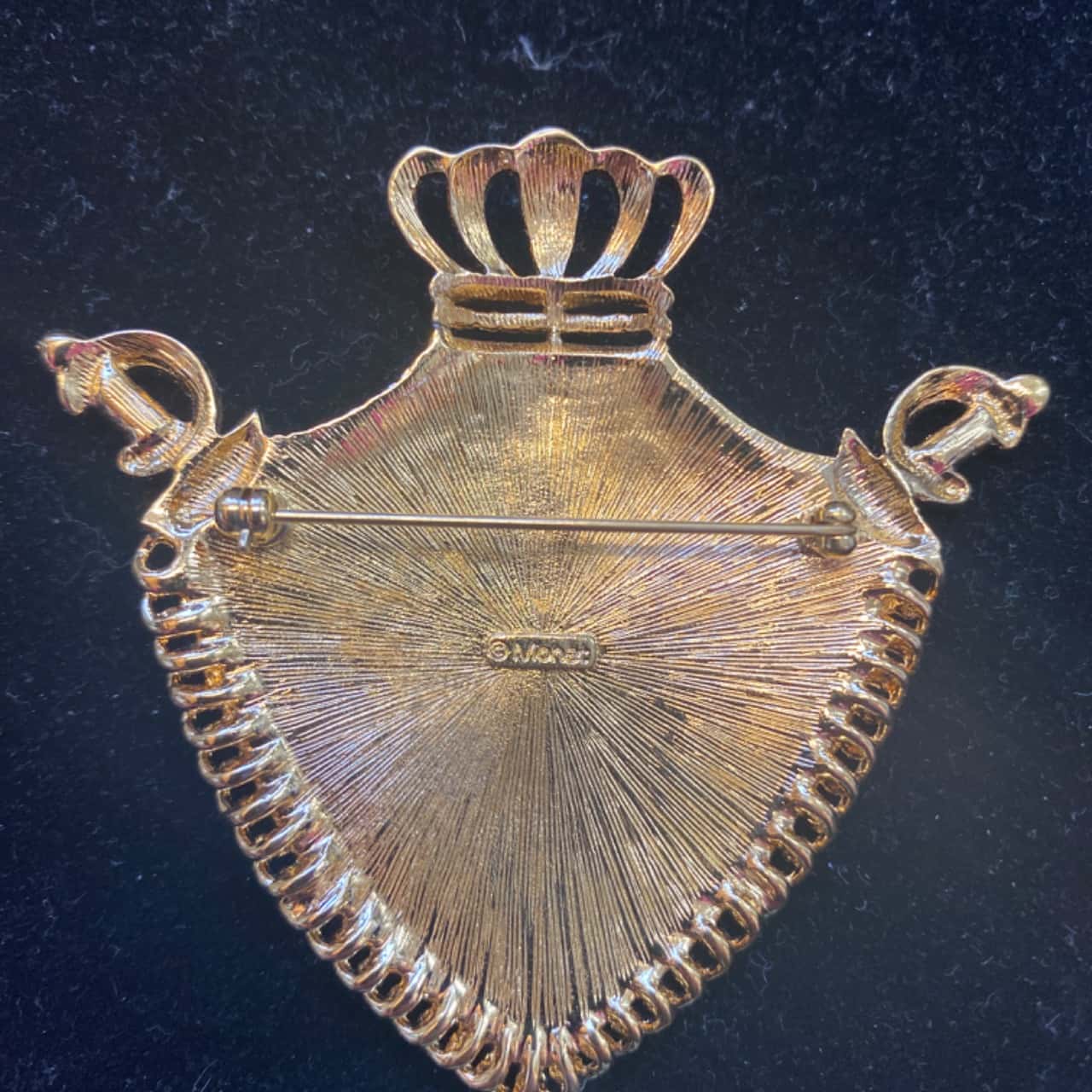 MONET Blue & Black Enamelled Gold Tone Shield Brooch(s)