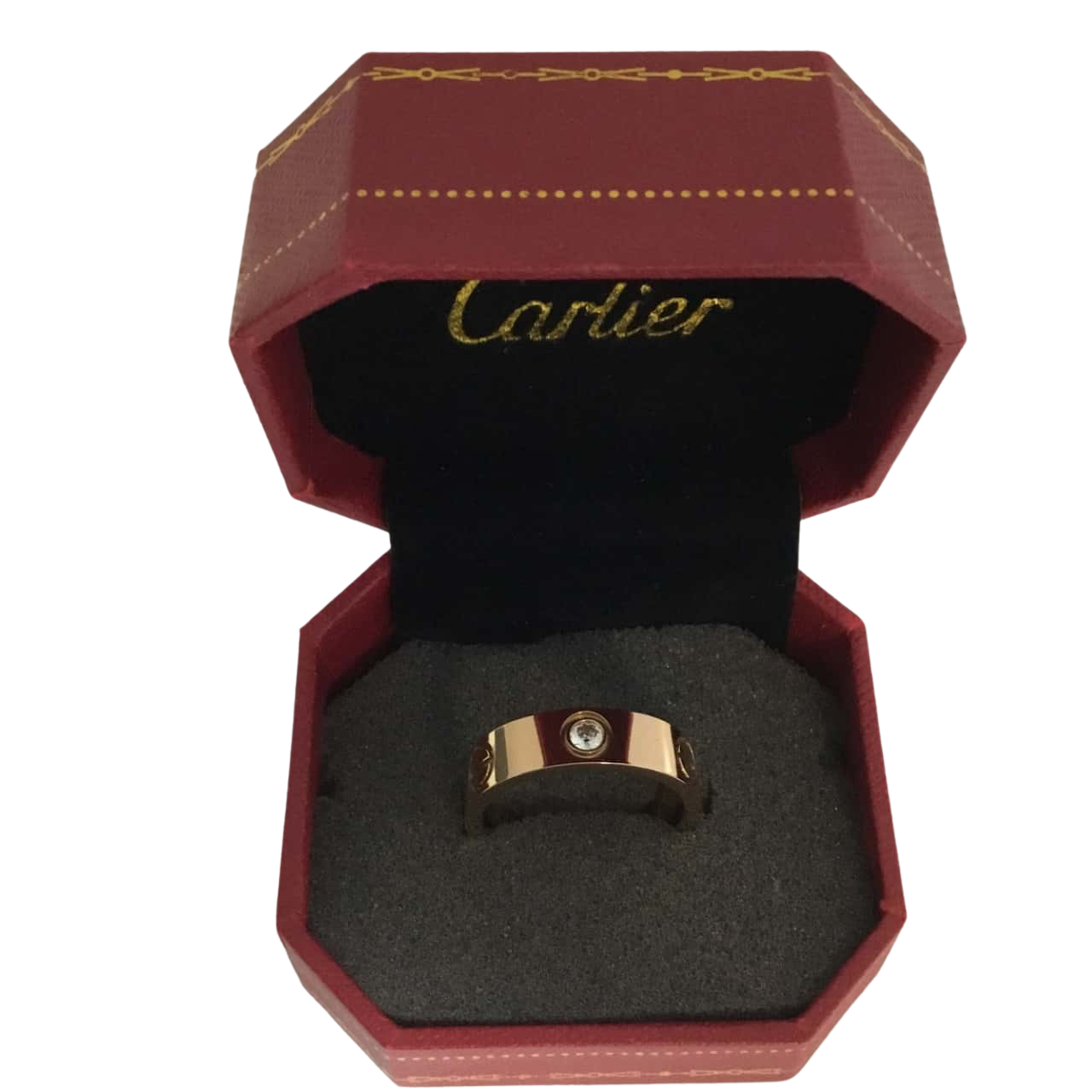 Gold Tone Love Ring/Set with 3 Crystals By LEVE(s)