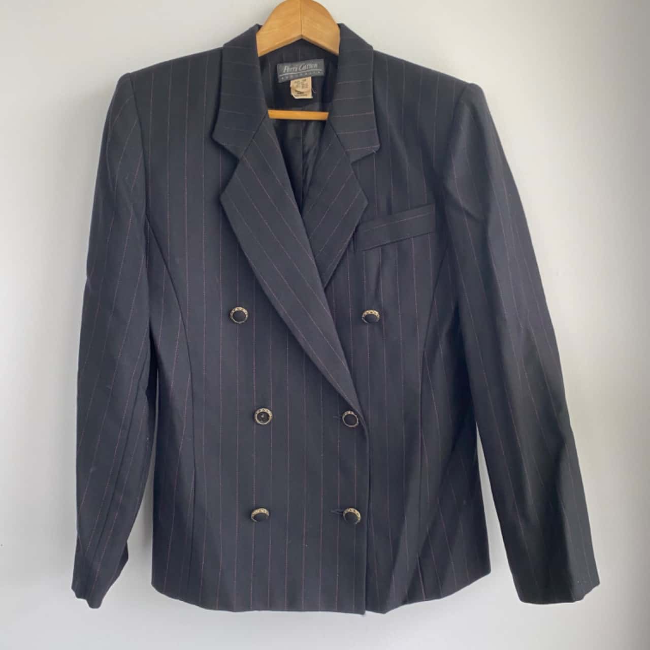 Vintage Australian Made Perri Cutten Woollen Pinstripe Suit Blk ...