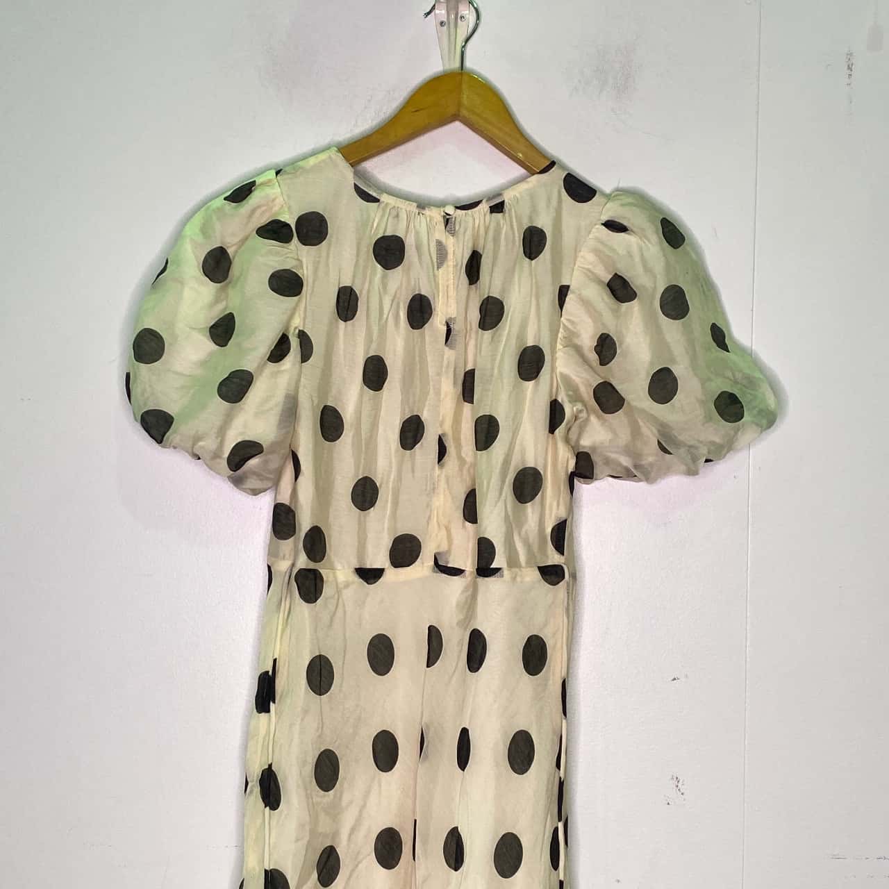 Stories be told Womens Size 6 Maxi Dress Black / Cream / Polka Dot