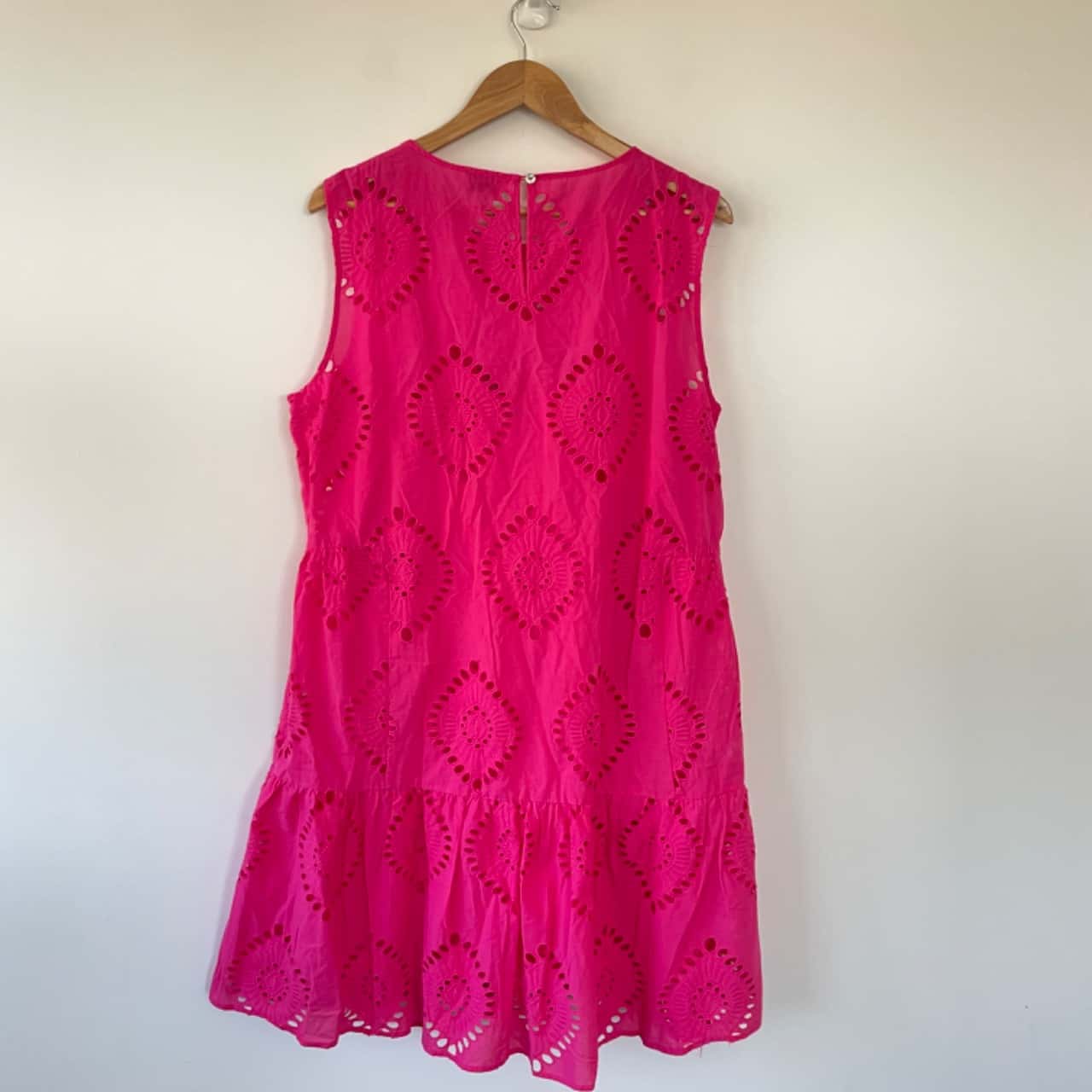 Sussan Pink Cotton Broderie Midi Dress Size 14 / XL (s)