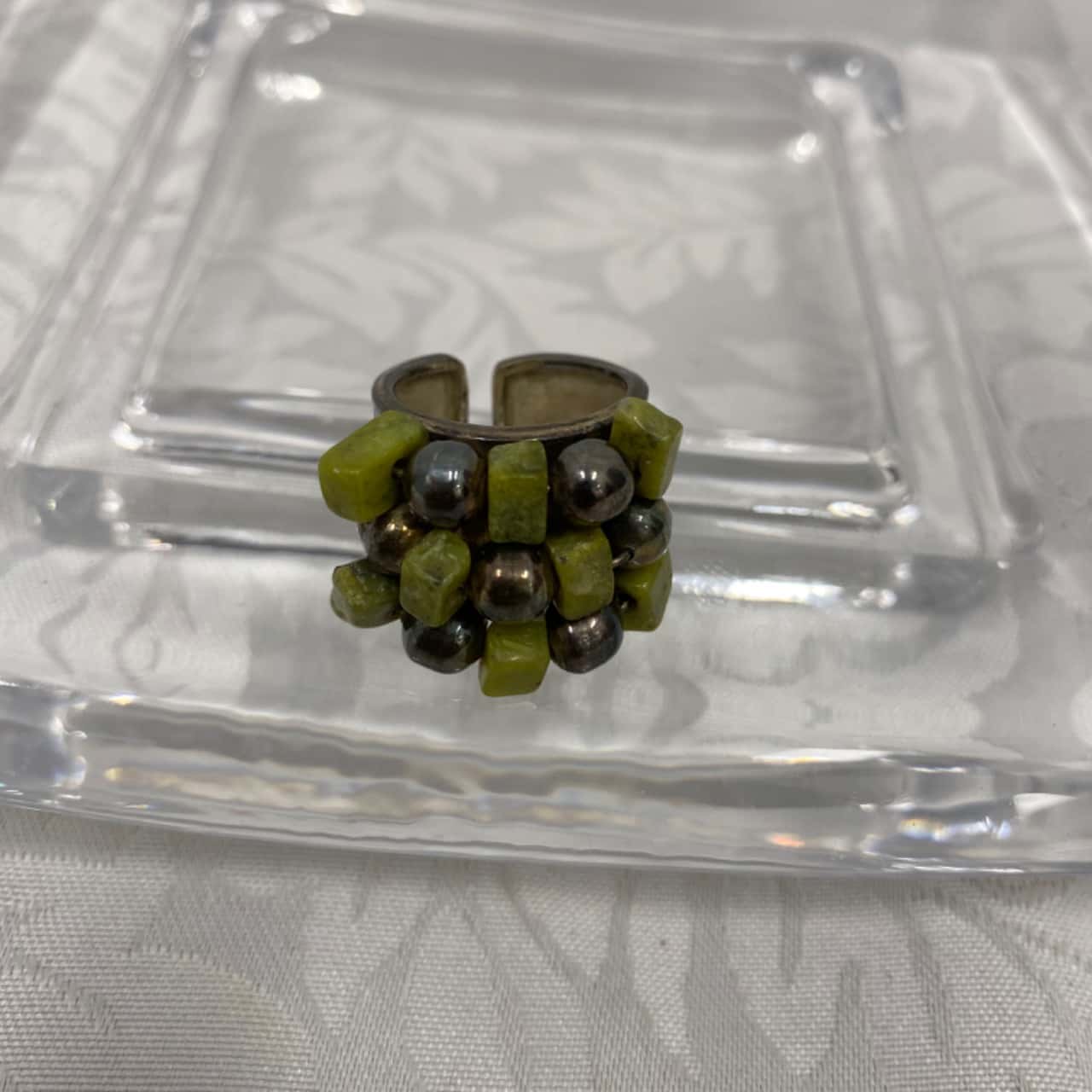 Women's 950 Marked Ring With Beads(s)
