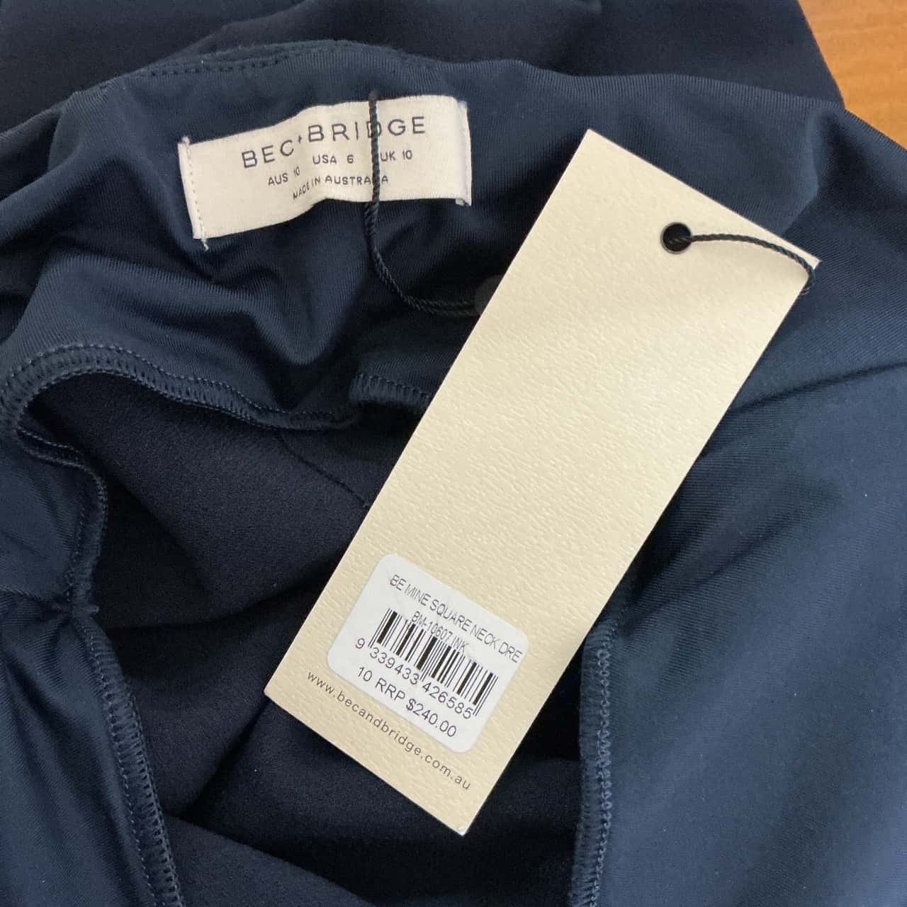 Bec & Bridge Womens Size 10 Midi Dress Navy Blue