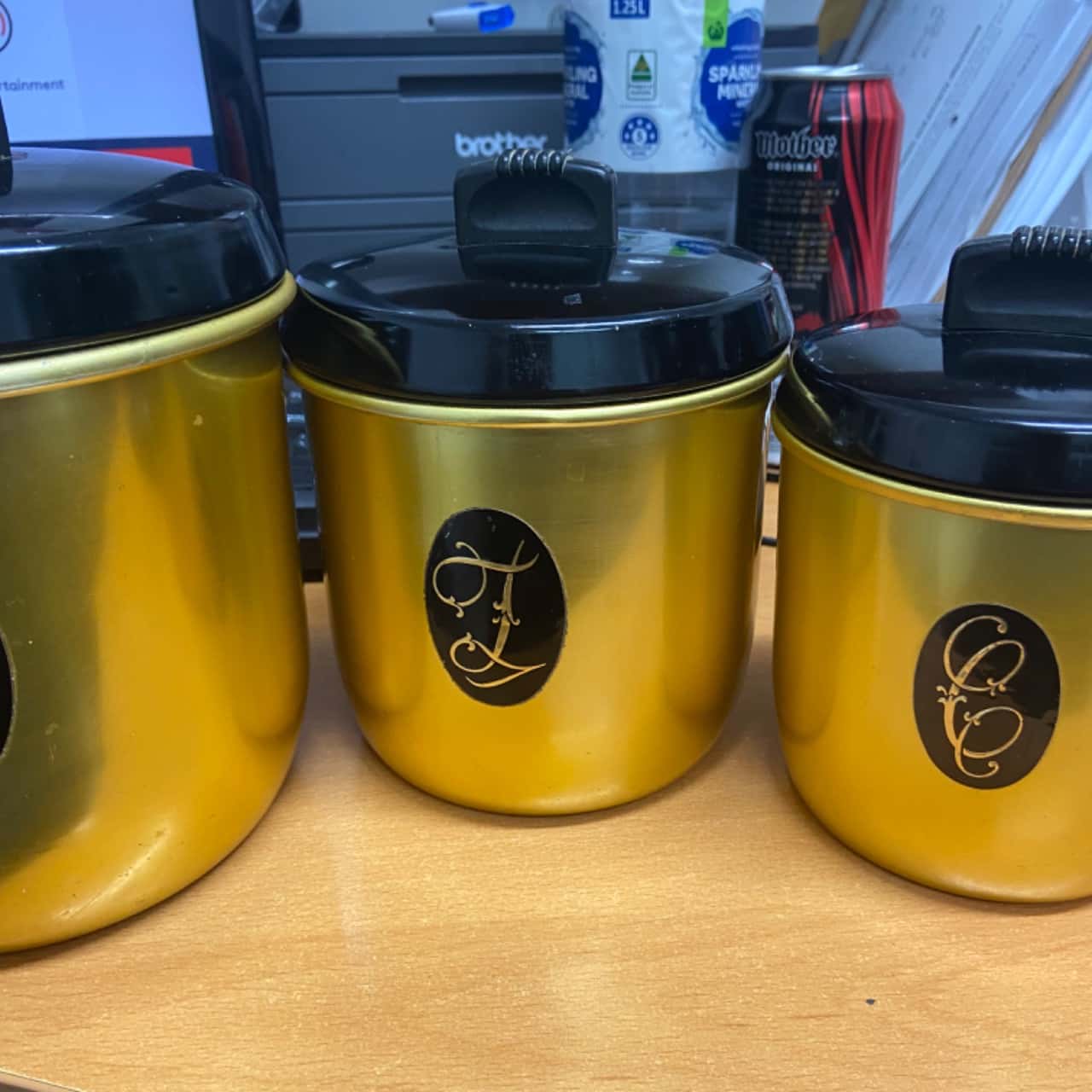 set of 5 tin storage containers (s)