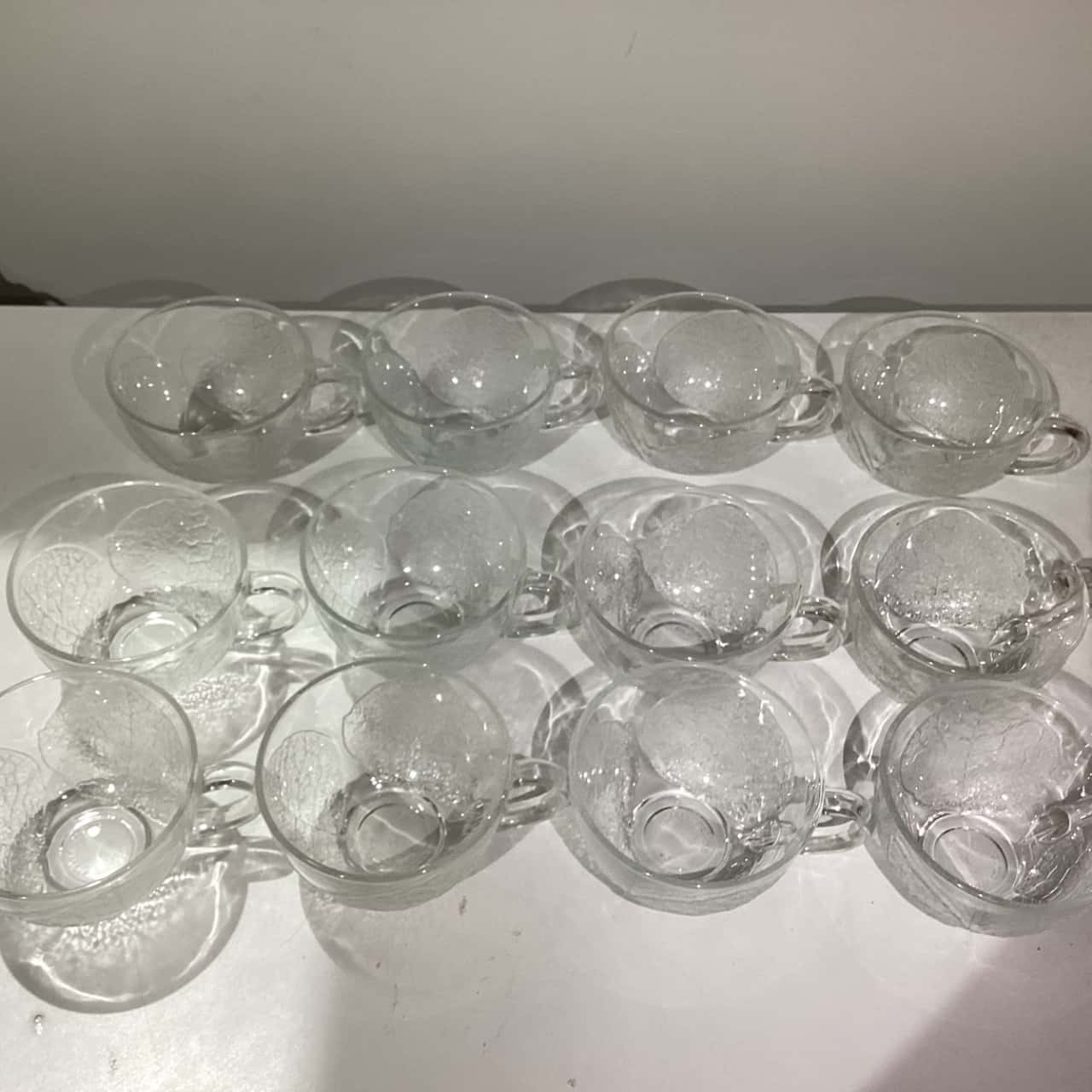 Set of 12 French Vintage ARCOROC - Aspen Leaf Clear Tempered Glass Tea ...