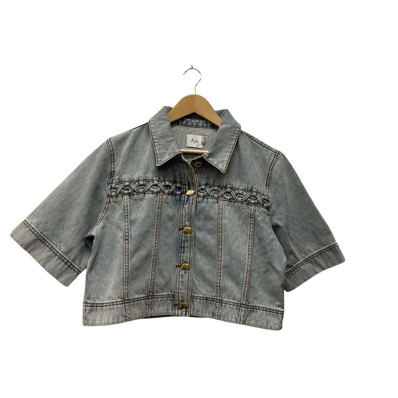 AJE Womens Size 16 Cropped Jacket / Denim Jacket Blue (s)