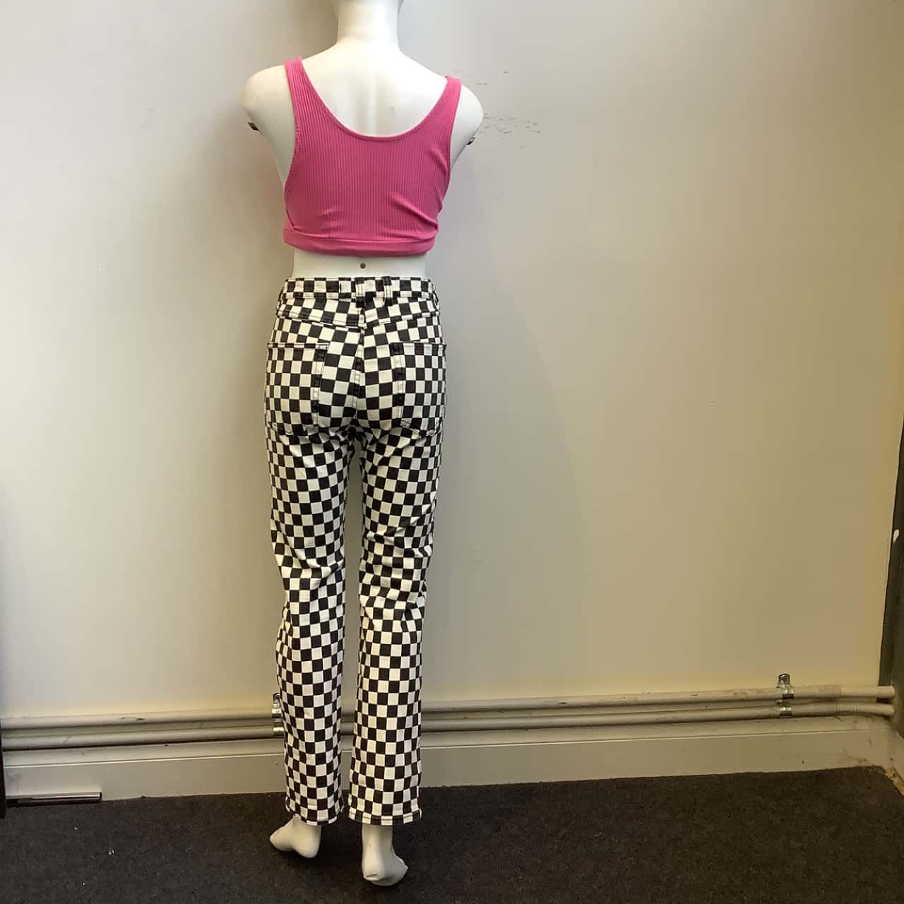 Dangerfield Womens Size W32-33 Checkerboard Jeans Black/White(s)