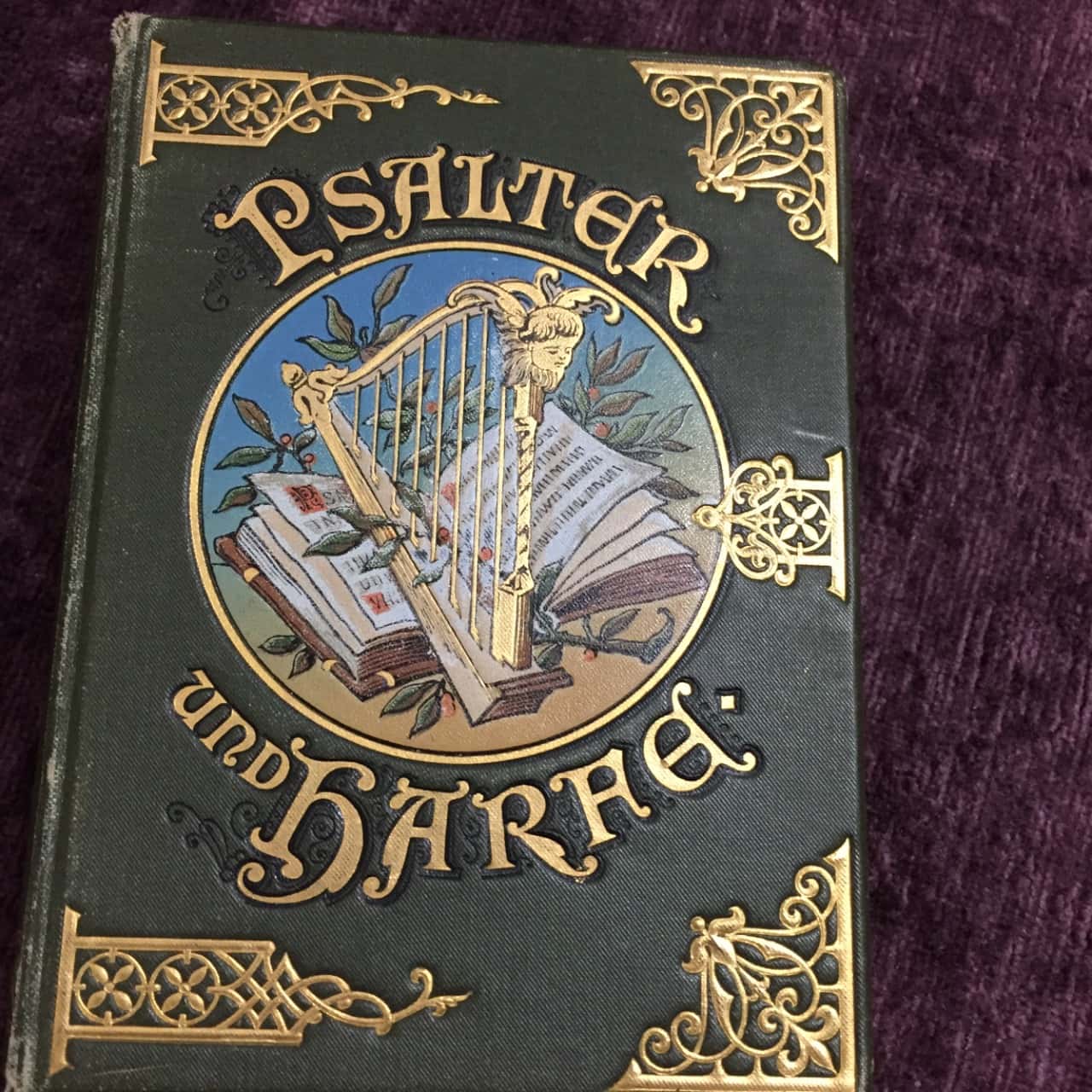 Vintage Book -Psalter und Harfe