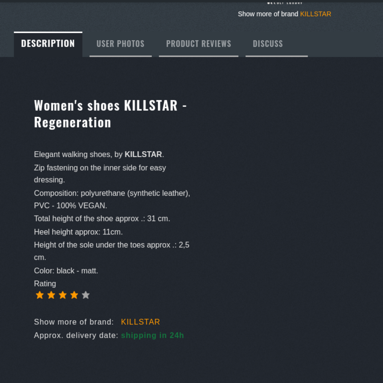 Killstar Womens US 11 Black Matte Regeneration Boots (335)(s)