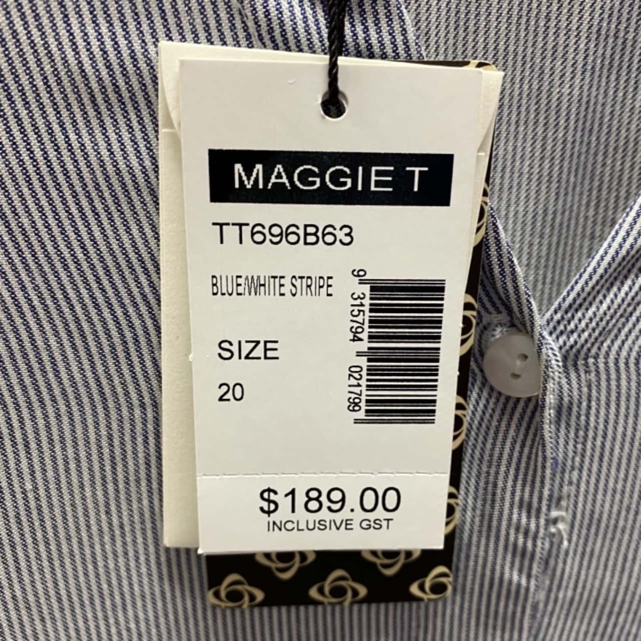 Maggie T Size 20 Blue / Striped / White Dress RRRP ***$189.00***(s)
