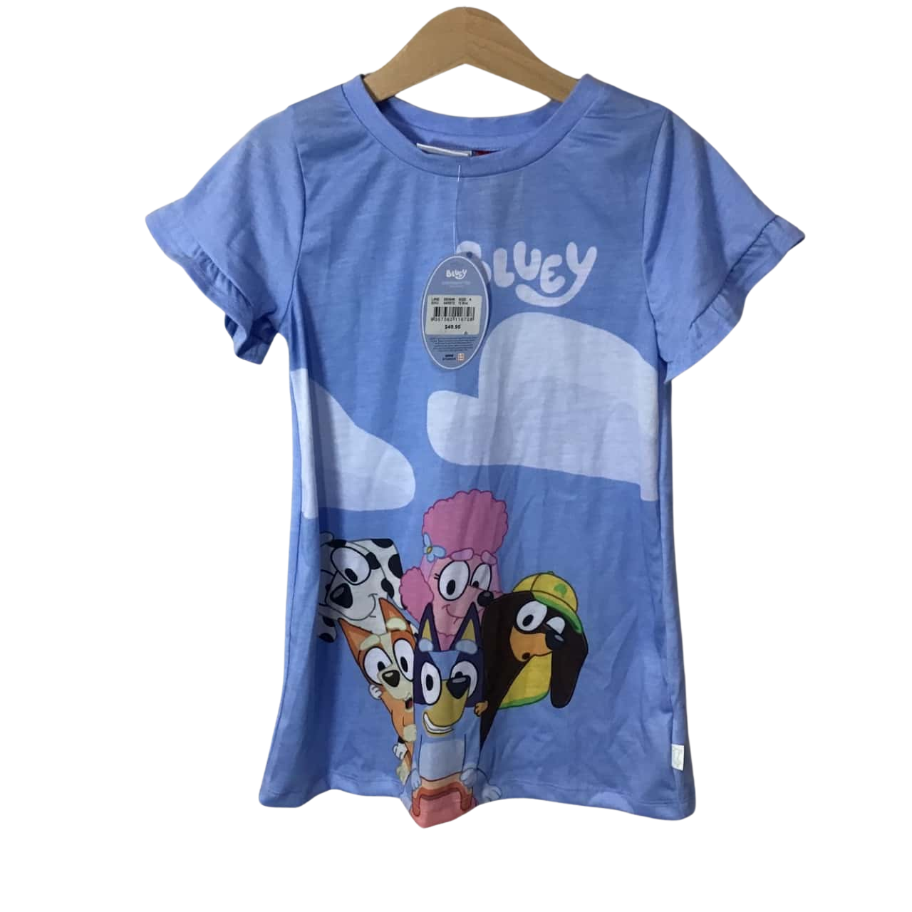 Peter Alexander Girls Size 4 Blue “Bluey” Pattern Short Sleeve Nightie (s)