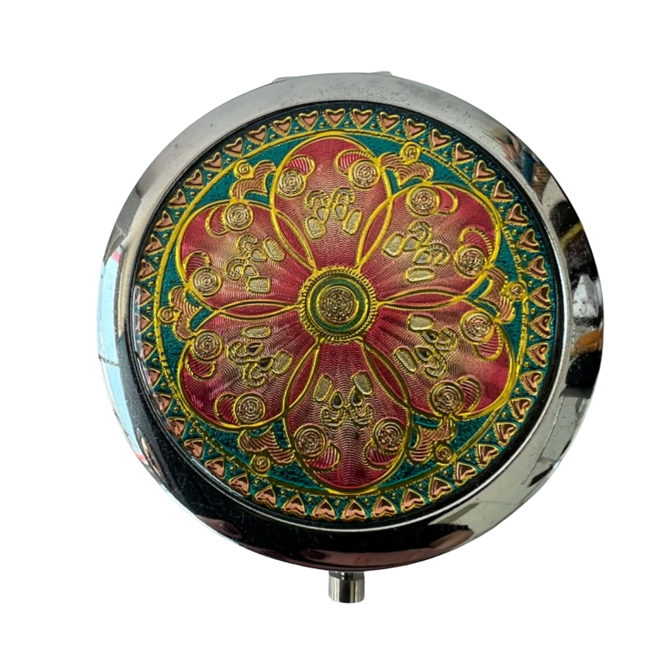 Womens Compact Mirror - Floral / Silver (s)