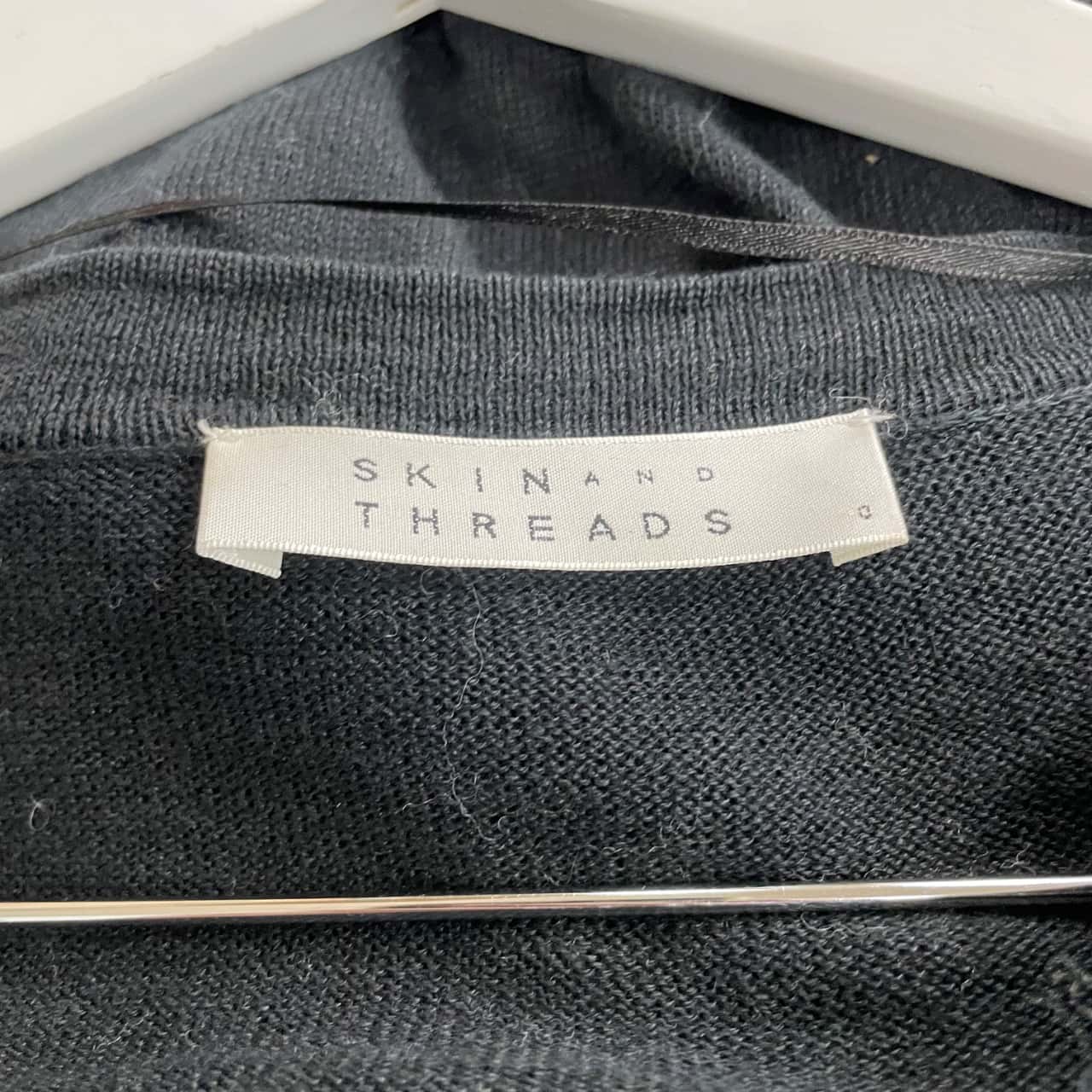 Skin and Threads Womens Size 0 Button-down Cardigan Black with side splits